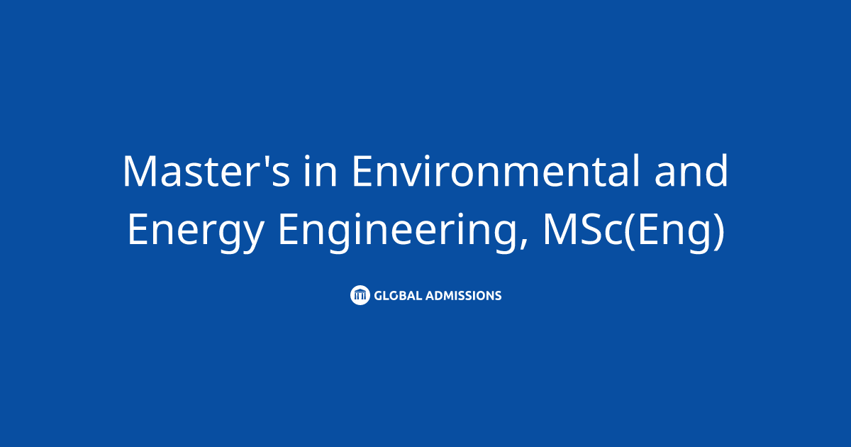 Master's in Environmental and Energy Engineering, MSc(Eng) at The University of Sheffield ...